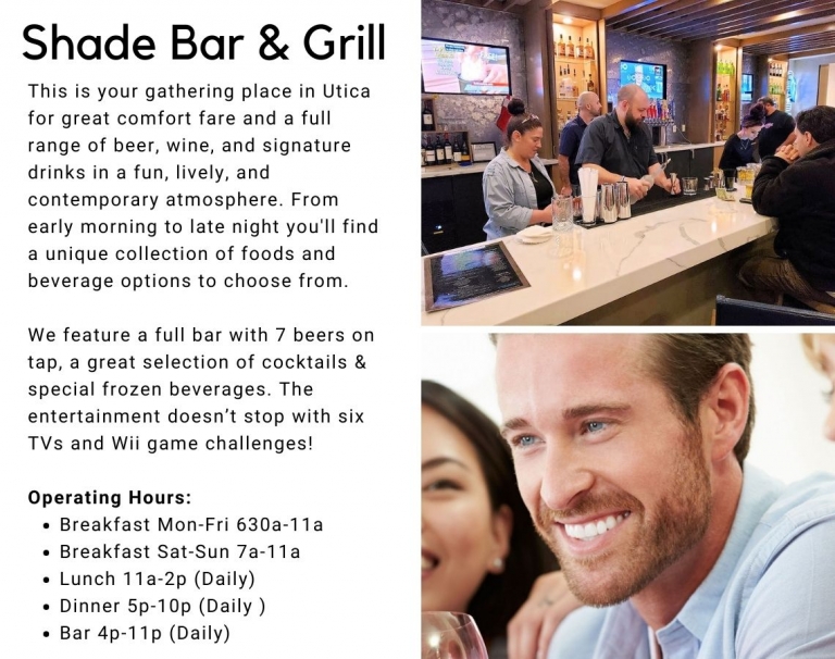 Shade Bar and Grill Dinner Menu | Utica NY Sports Bar Dining